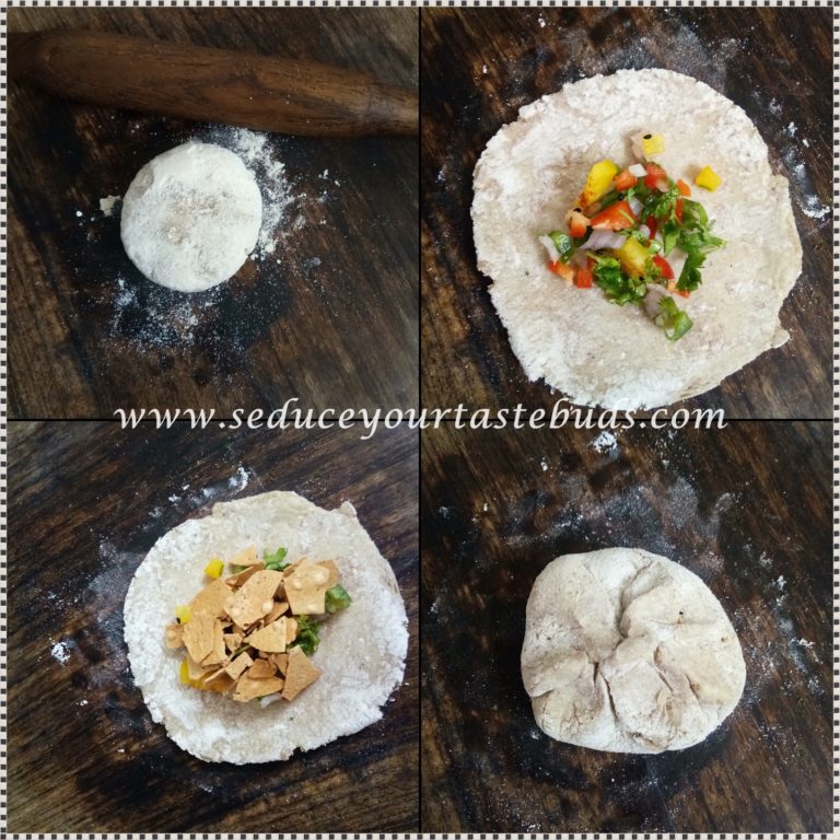 Papad and Capsicum Stuffed Paratha Recipe - Seduce Your Tastebuds...