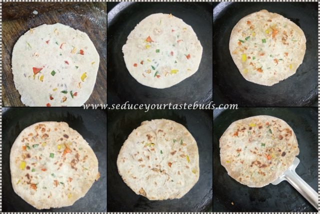 Papad and Capsicum Stuffed Paratha Recipe - Seduce Your Tastebuds...