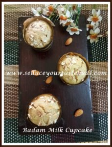 Eggless Badam Milk Cupcake Recipe - Seduce Your Tastebuds...